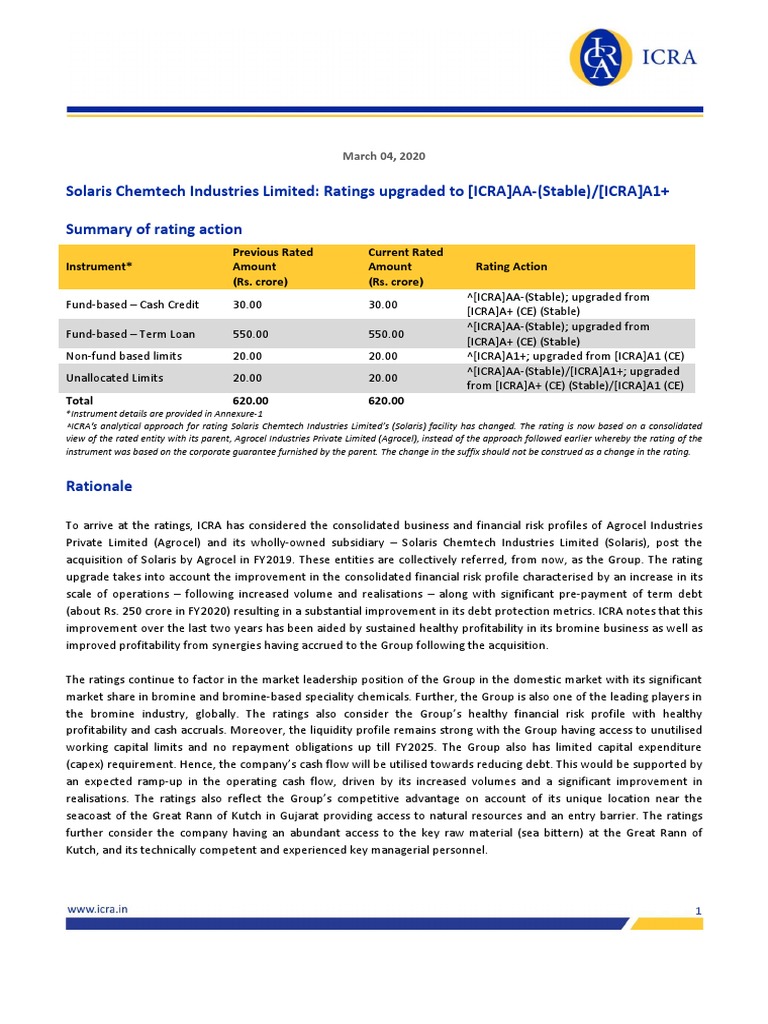 Solaris Chemtech Industries - R - 04032020 | PDF | Credit Rating Agency ...