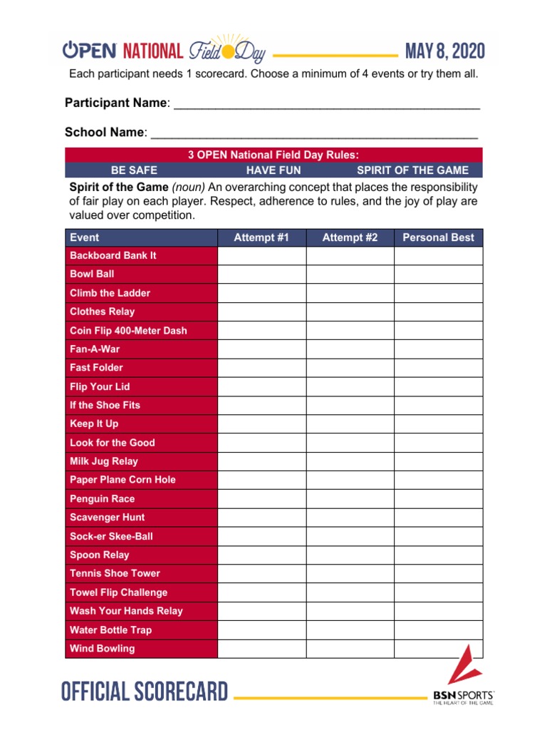 NFD Scorecard Official v2 | PDF | Sports & Recreation