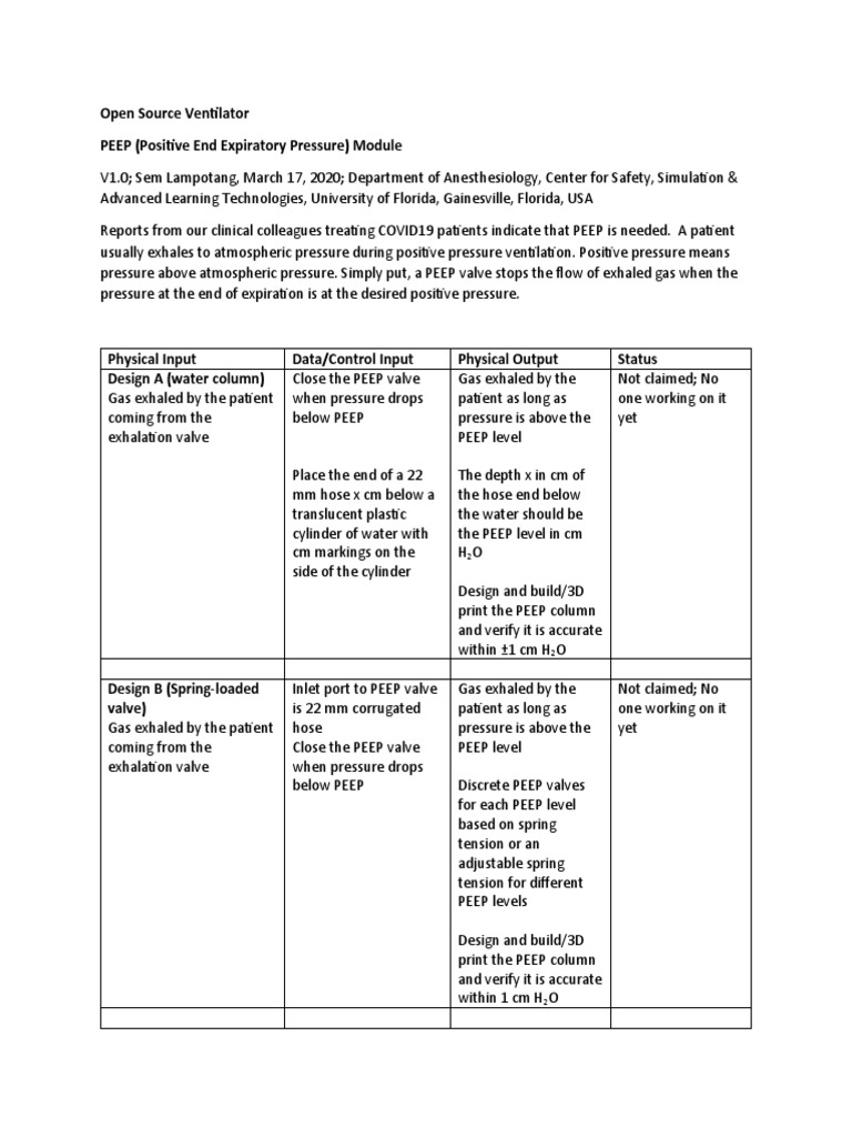 OS-Vent PEEP Module | PDF | Valve | Pressure