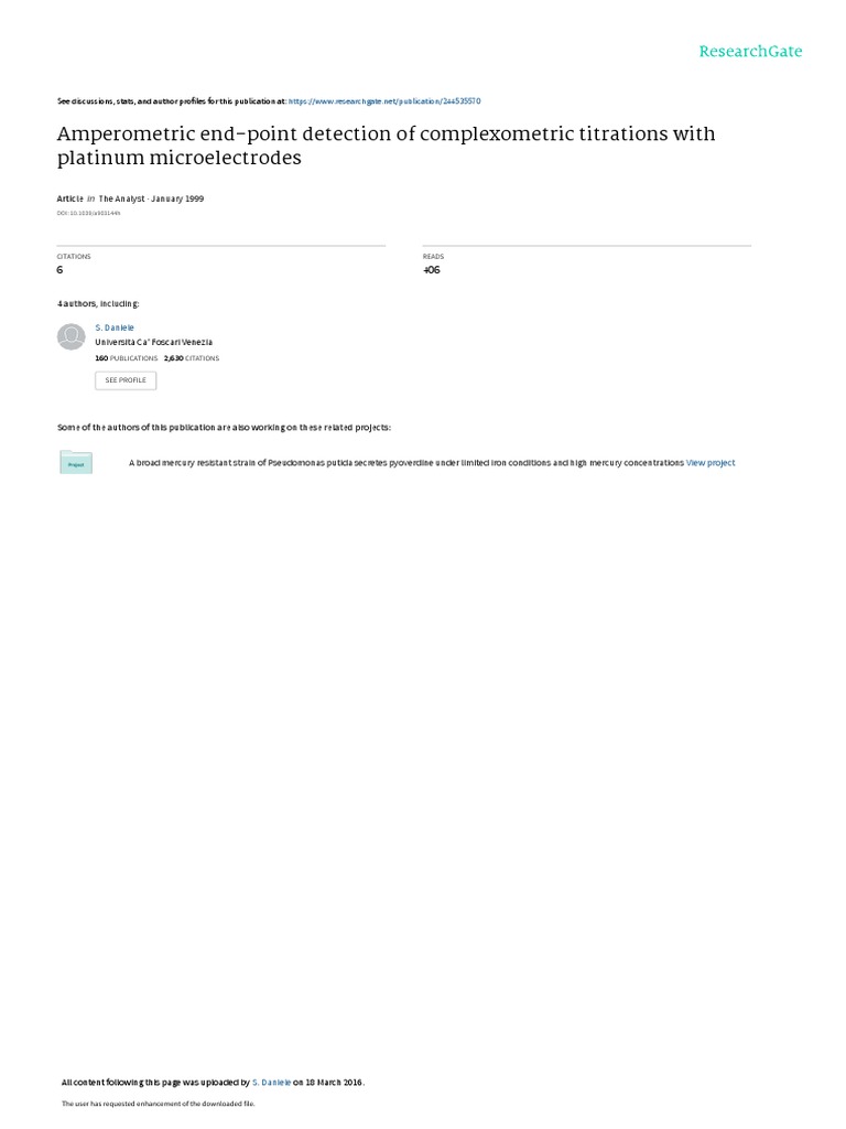Amperometric End-Point Detection of Complexometric | PDF | Teaching ...