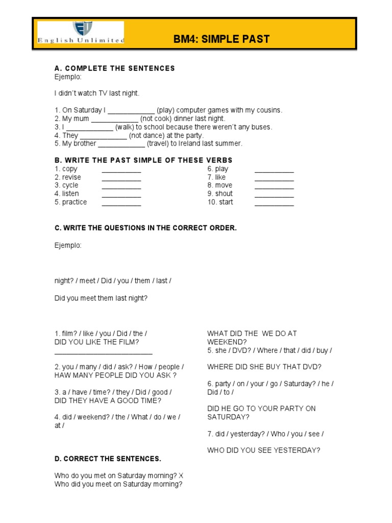 Past Simple Exercises for Beginners | PDF | Language Arts & Discipline