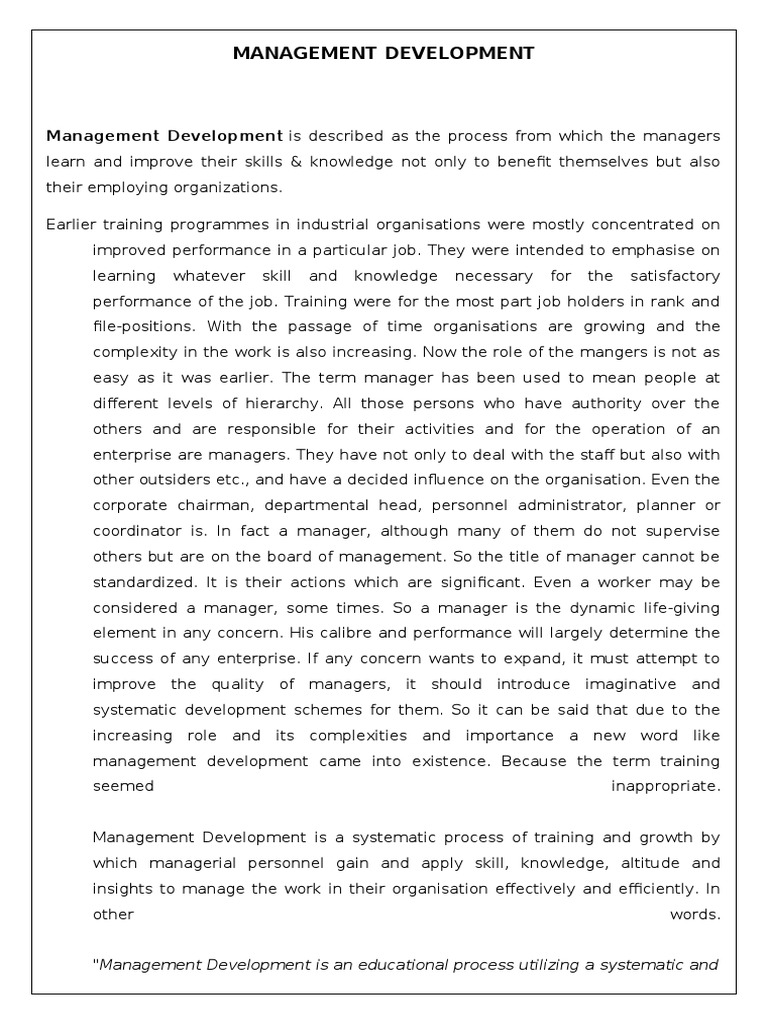 Management Development | PDF | Mentorship | Simulation