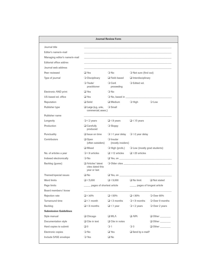 Journal Review Form: A Comprehensive Tool for Evaluating Key Details ...