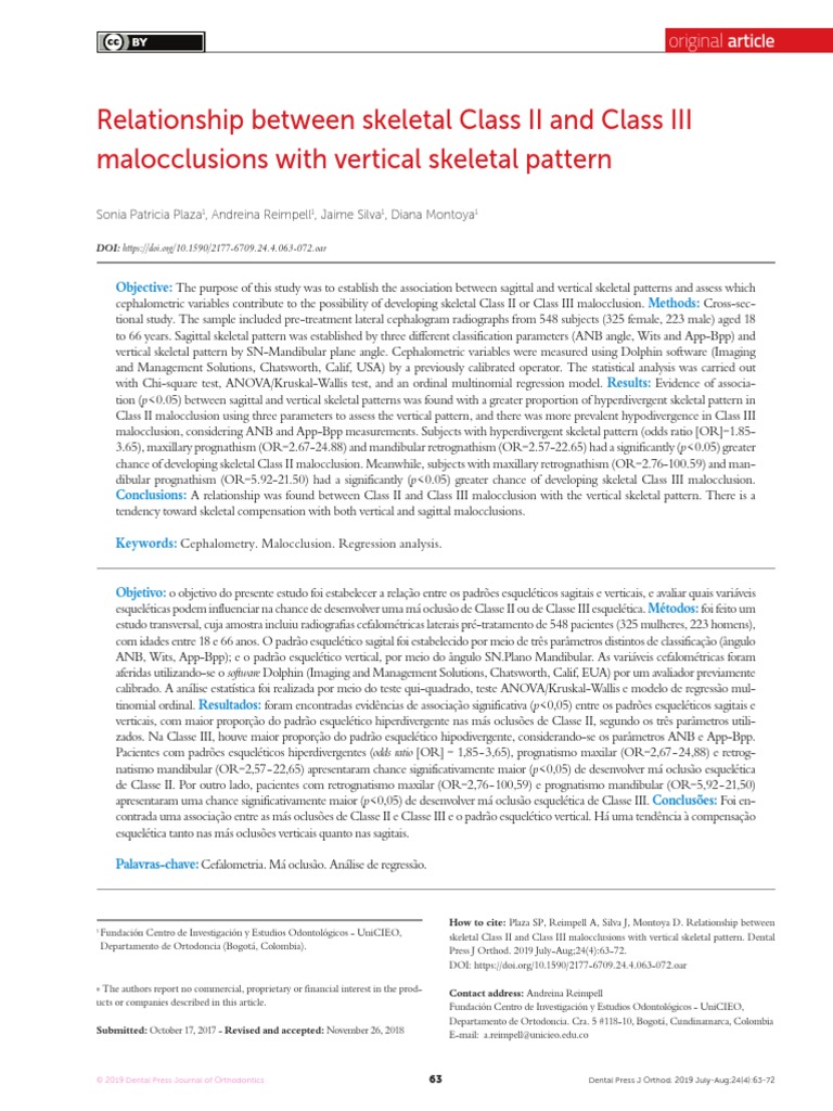 Relationship Between Skeletal Class Ii And Class Iii Malocclusions With