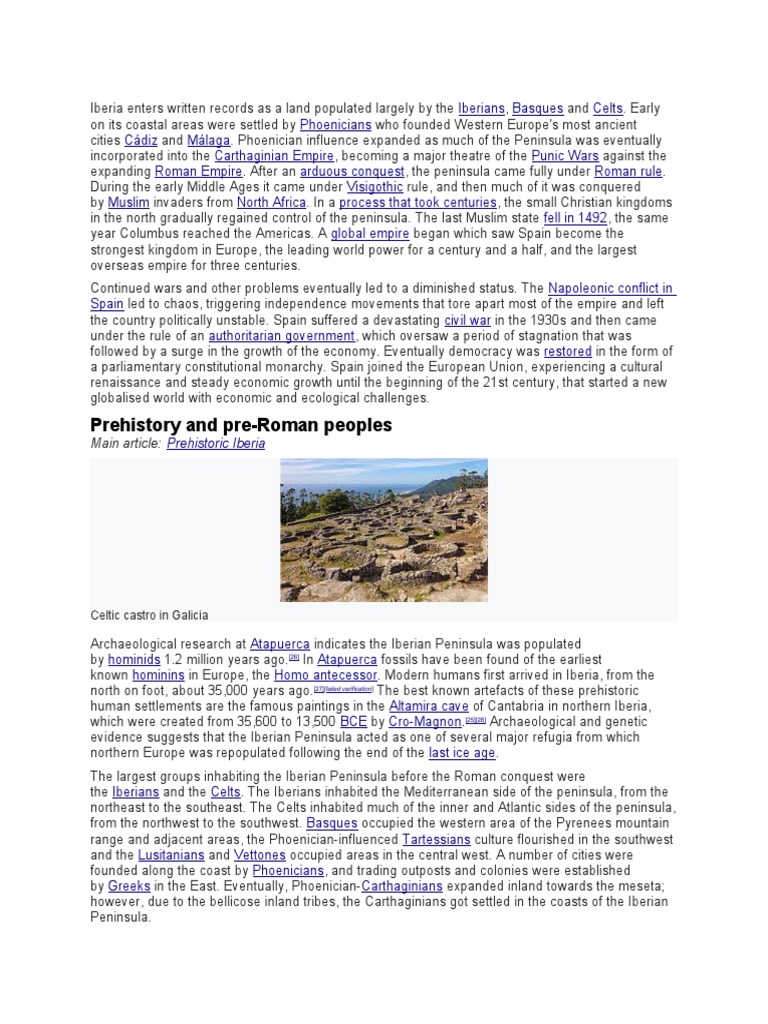 Prehistory and Pre-Roman Peoples: Prehistoric Iberia | PDF | Iberian ...