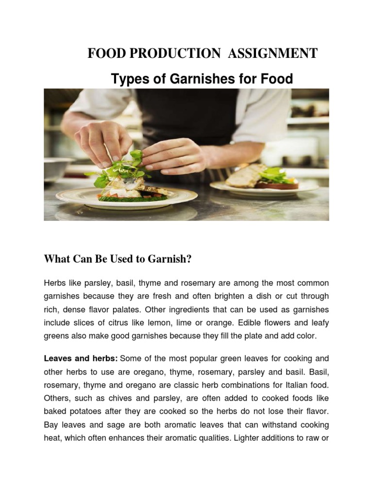 Food Production Assignment PDF | PDF | Garnish (Food) | Parsley