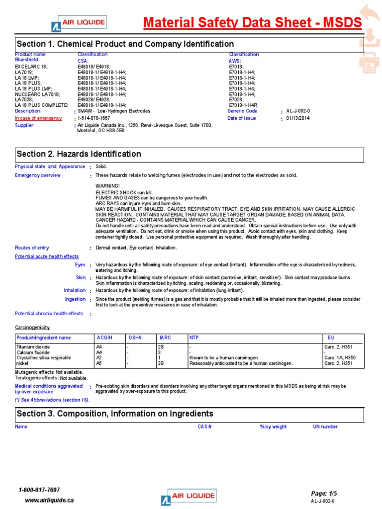 Material Safety Data Sheet - MSDS: Section 1. Chemical Product and ...