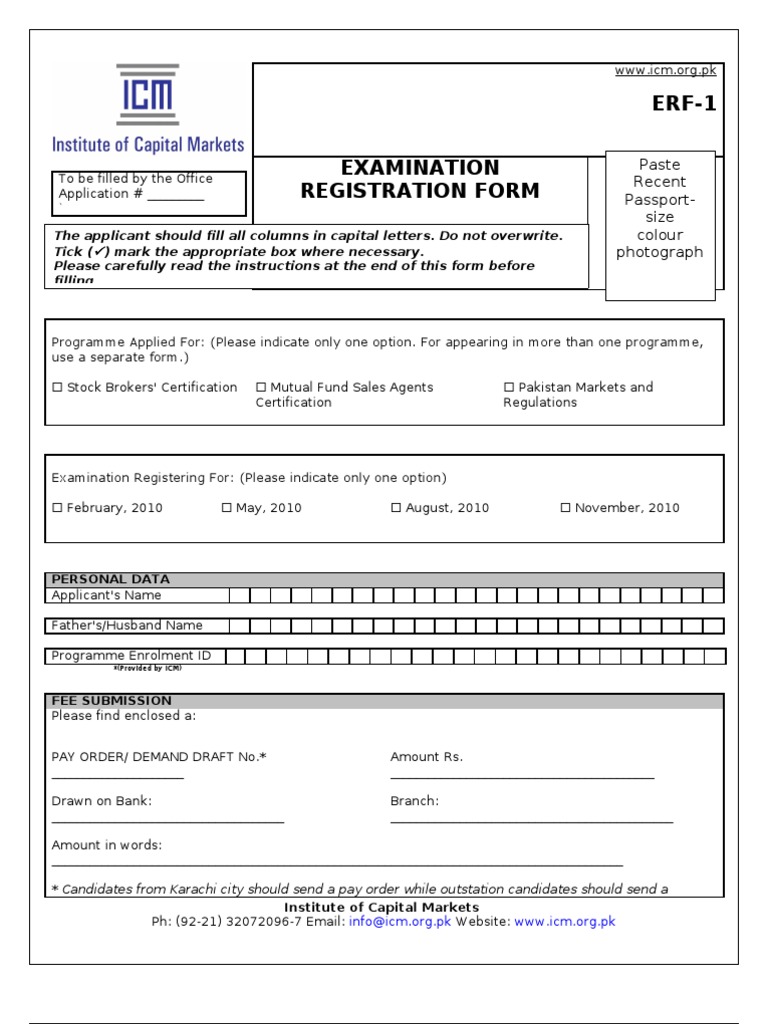 Examination Registration Form | Identity Document | Government And ...