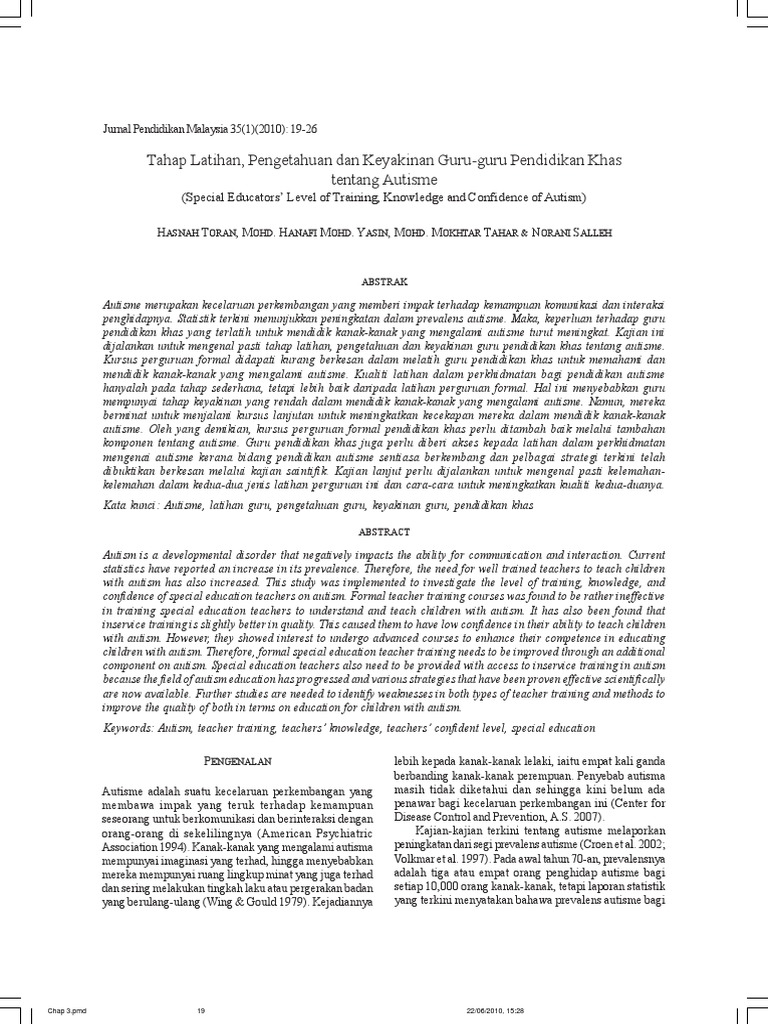 Tahap Latihan, Pengetahuan Dan Keyakinan Guru-Guru Pendidikan Khas ...