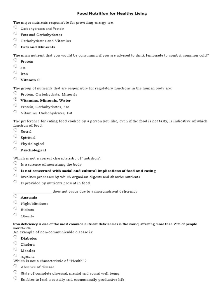 Food Nutrition For Healthy Living | PDF | Nutrients | Foods