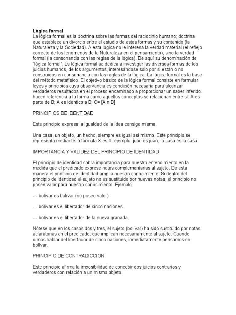 Lógica Formal | PDF | Principio | Razón