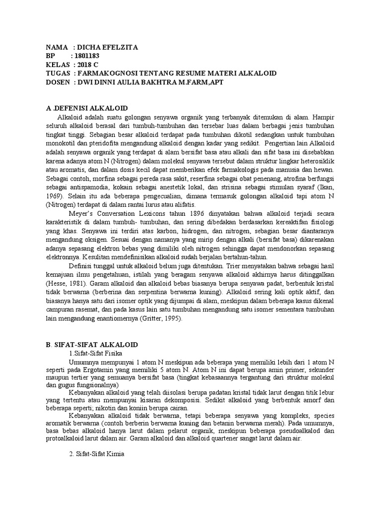 Review Materi Alkaloid | PDF | Griya & Taman | Kesehatan Holistik