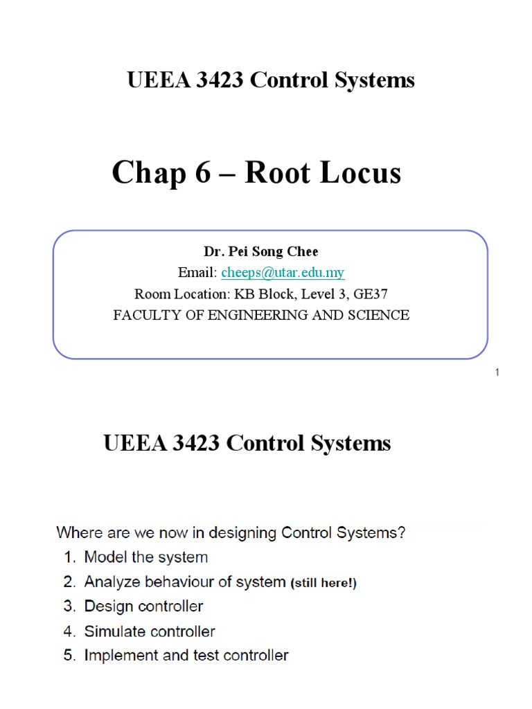 Chap 6 - Root Locus: UEEA 3423 Control Systems | PDF | Zero Of A Function | Abstract Algebra