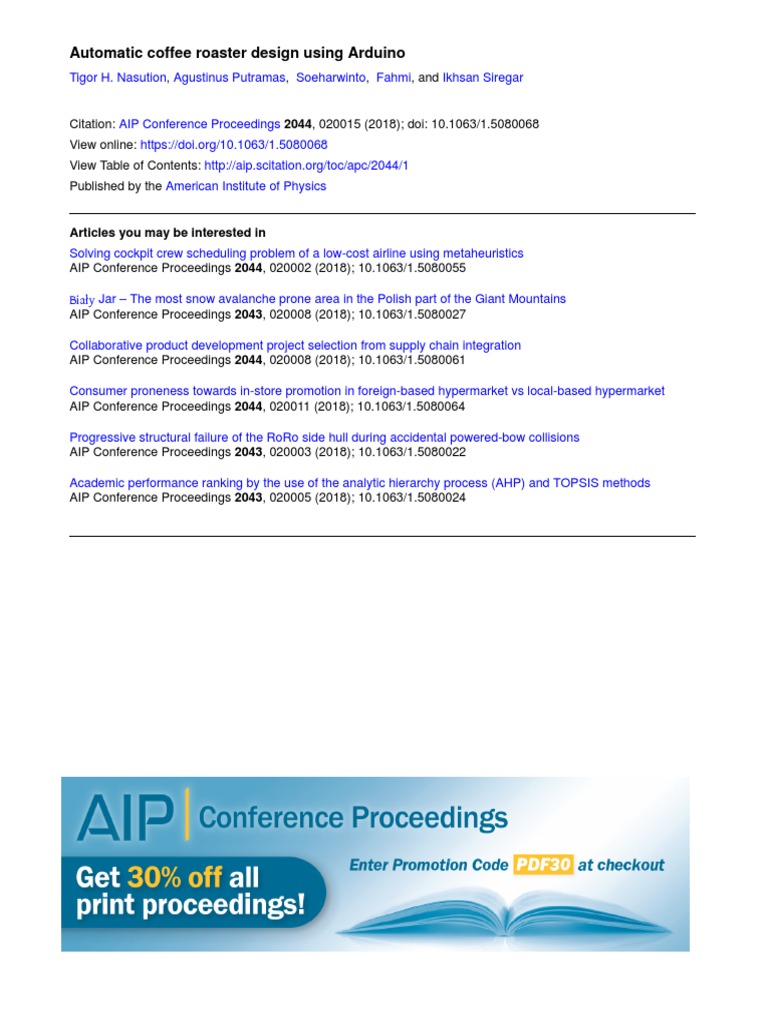 Automatic Coffee Roaster Design Using Arduino PDF | PDF | Computing And ...