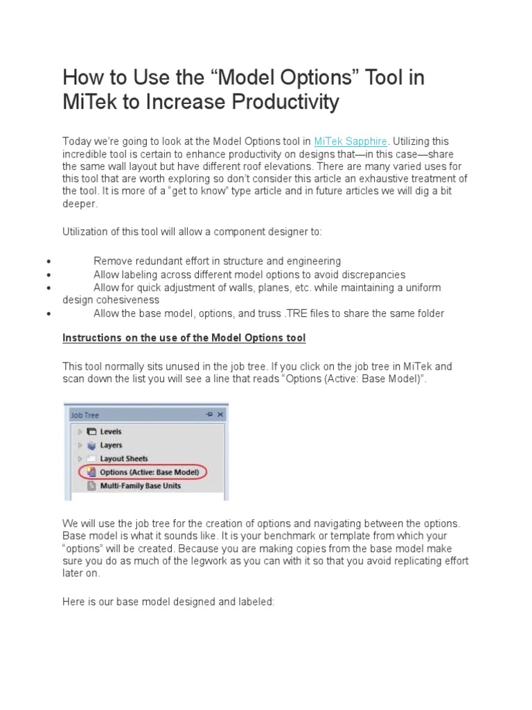 How To Use The Model Options Tool in MiTek | PDF | Software | System ...