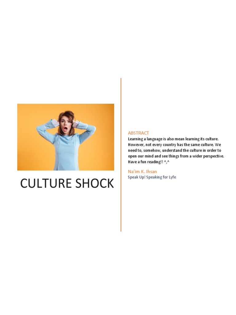 Culture Shock: Speak Up! Speaking For Lyfe | PDF | Psychological ...