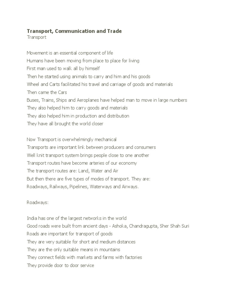 Transport, Communication and Trade | PDF | Transport | Rail Transport