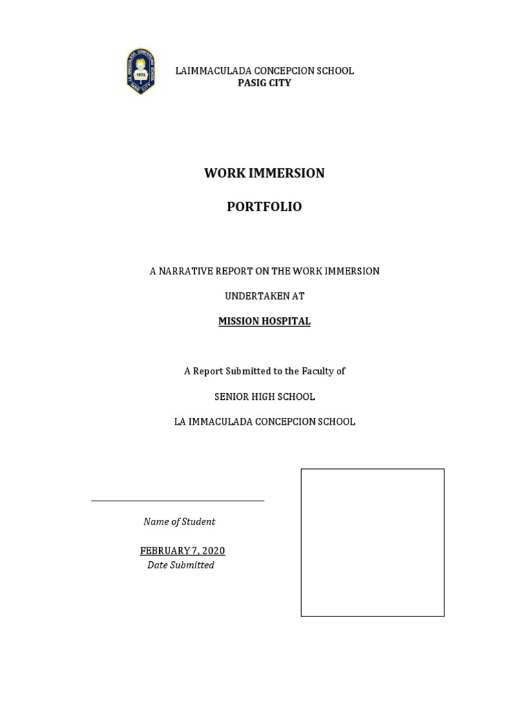 Work Immersion Portfolio: Laimmaculada Concepcion School | PDF ...