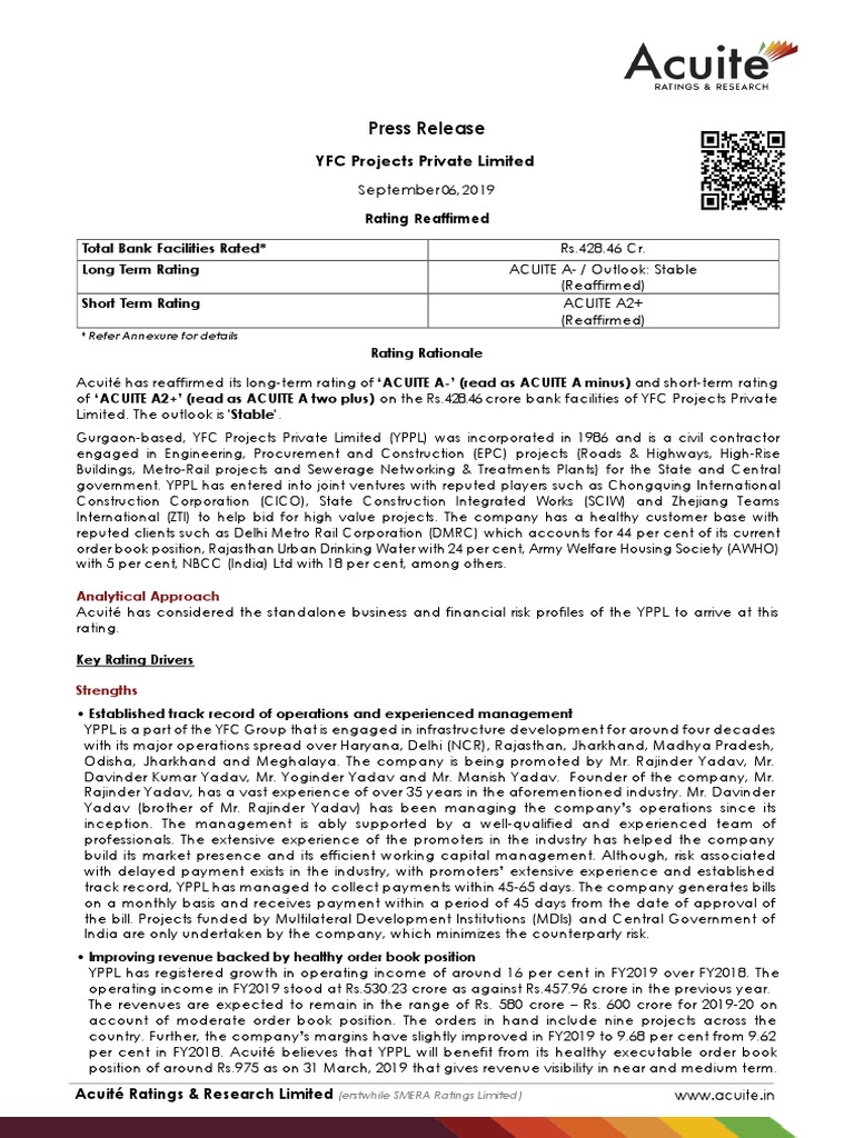 Press Release: YFC Projects Private Limited | Download Free PDF ...