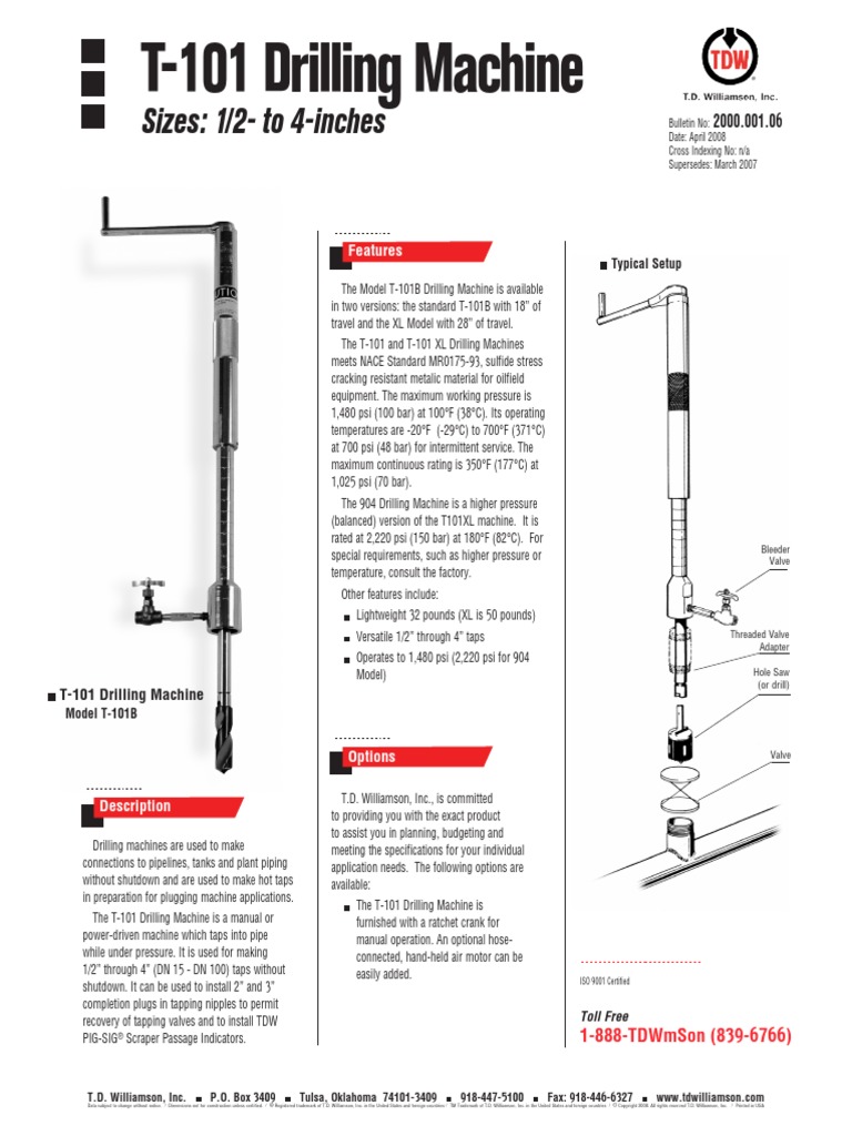Drilling Machine T-101 | PDF | Drilling | Equipment