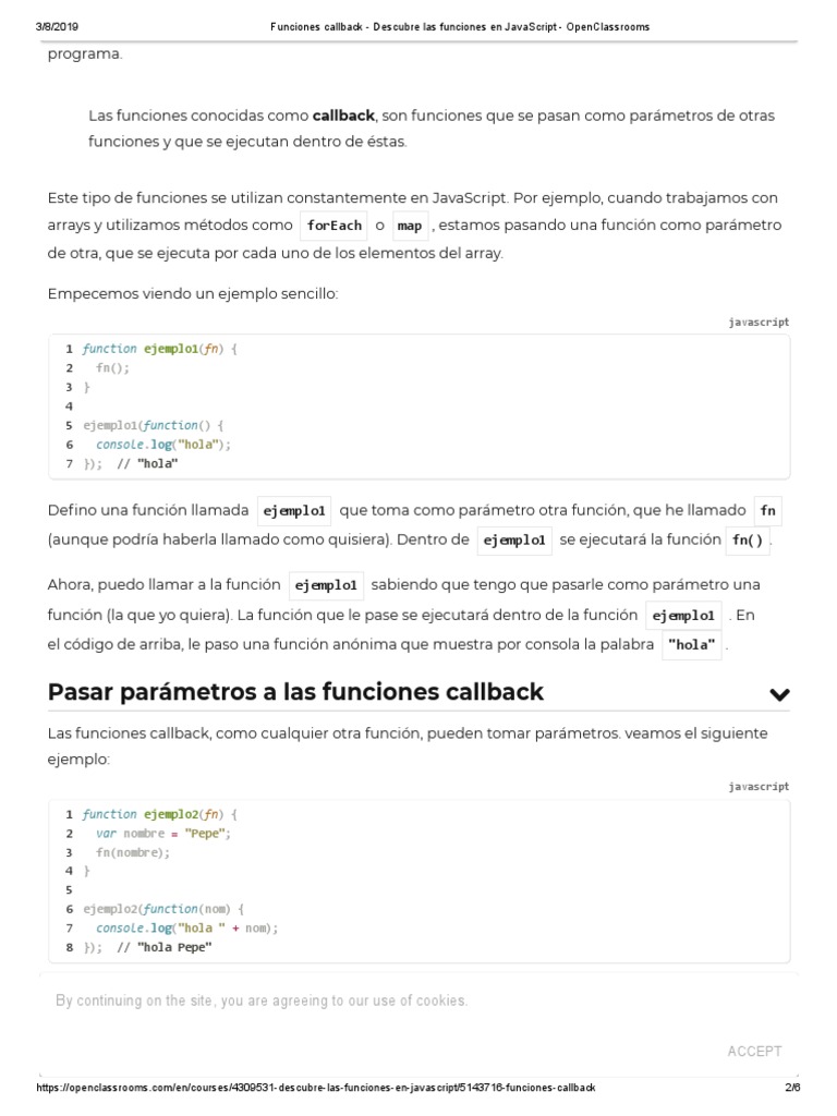 Funciones Callback | Descargar gratis PDF | Devolución de llamada (programación de computadora ...