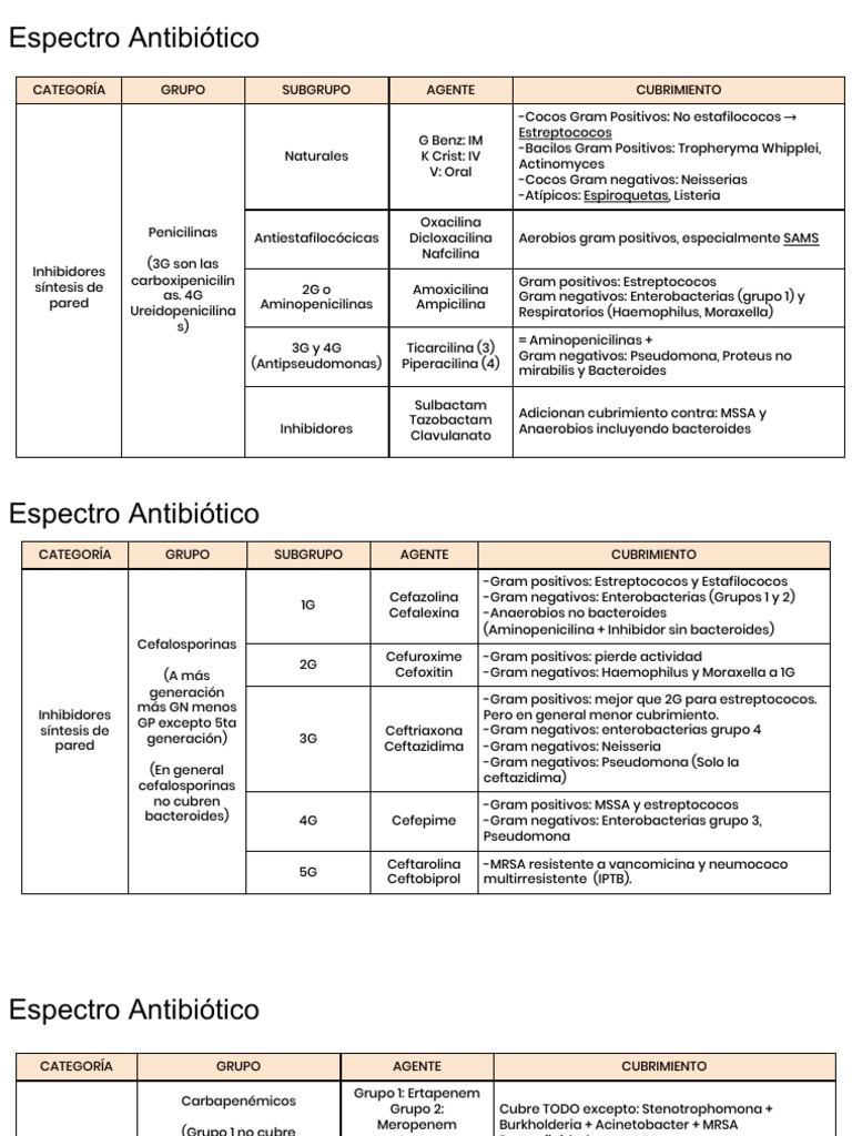 Espectro de Antibióticos Detallado | PDF | Las bacterias | Organización ...