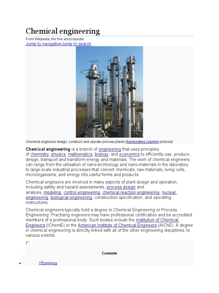 Introduction To Chemical Engineering | PDF | Chemical Engineering ...