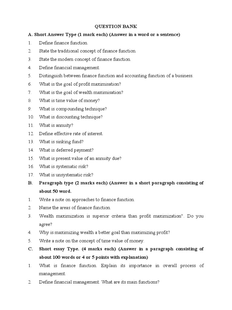 Question Bank - 1 | PDF | Time Value Of Money | Present Value