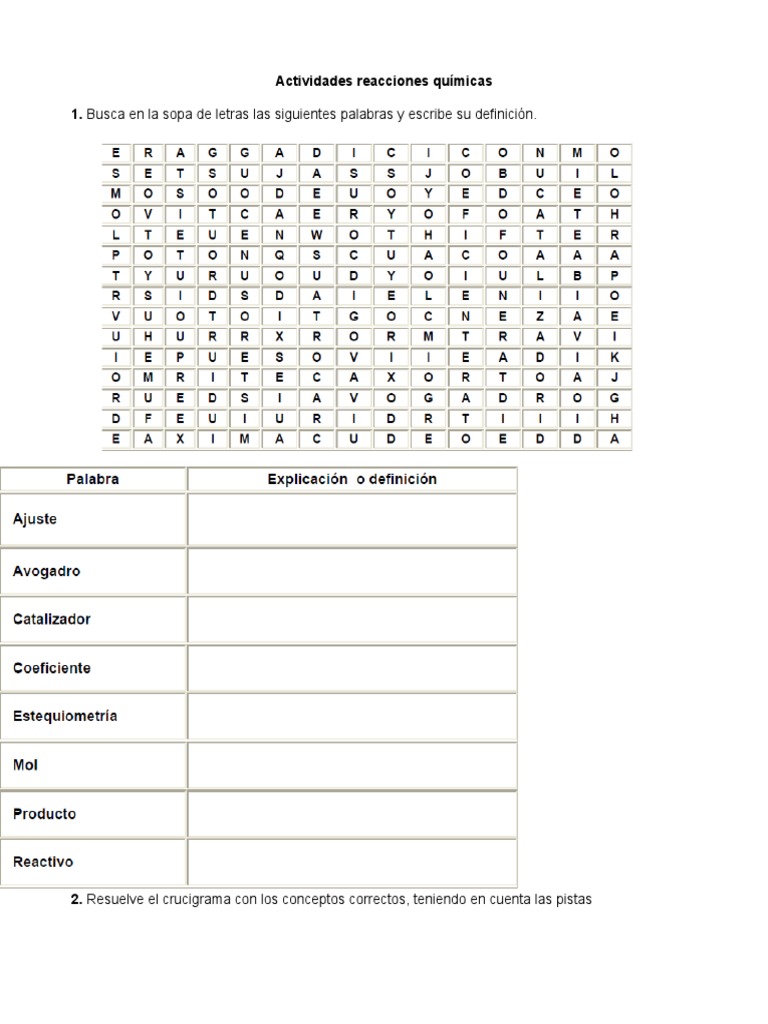 Actividades Reacciones Químicas | PDF | Reacciones químicas | Importar