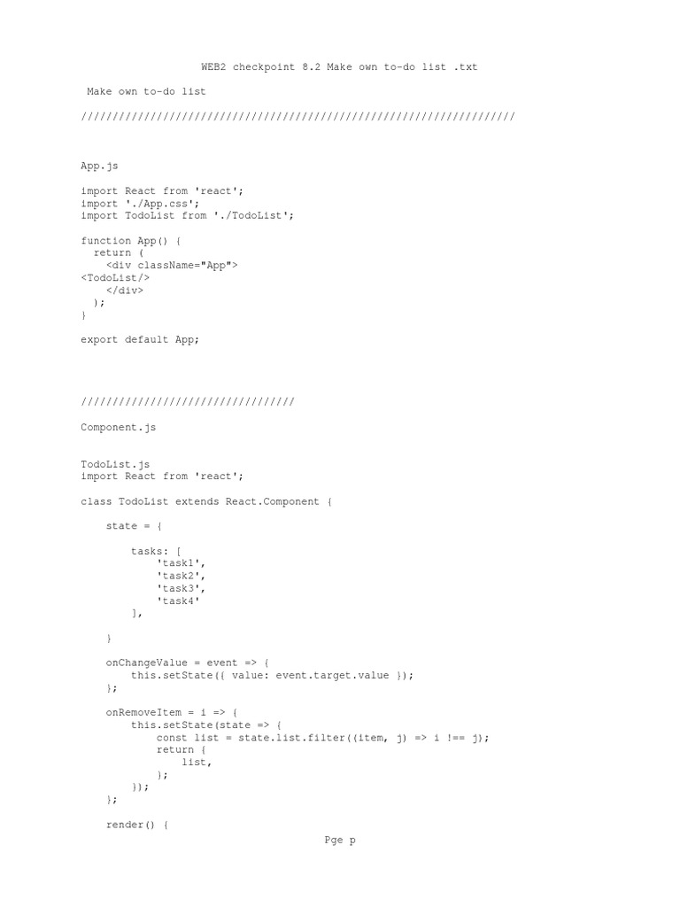 React JS To Do List Script PDF | PDF