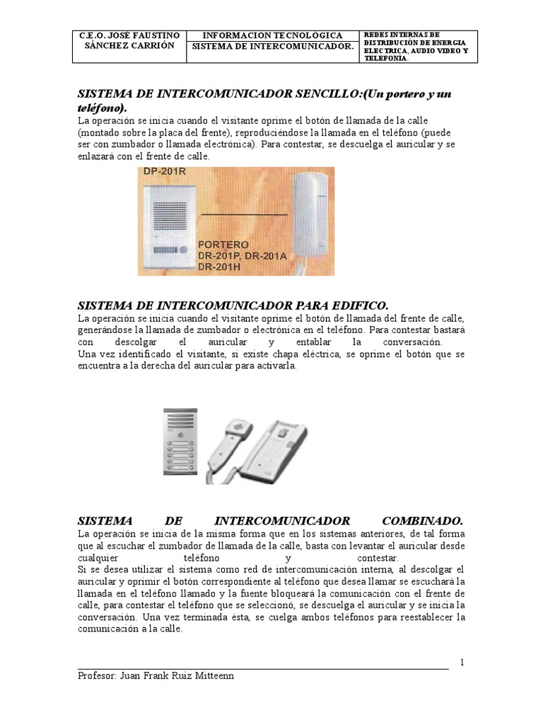 Sistema de Intercomunicador Sencillo | PDF | Tecnología de medios ...