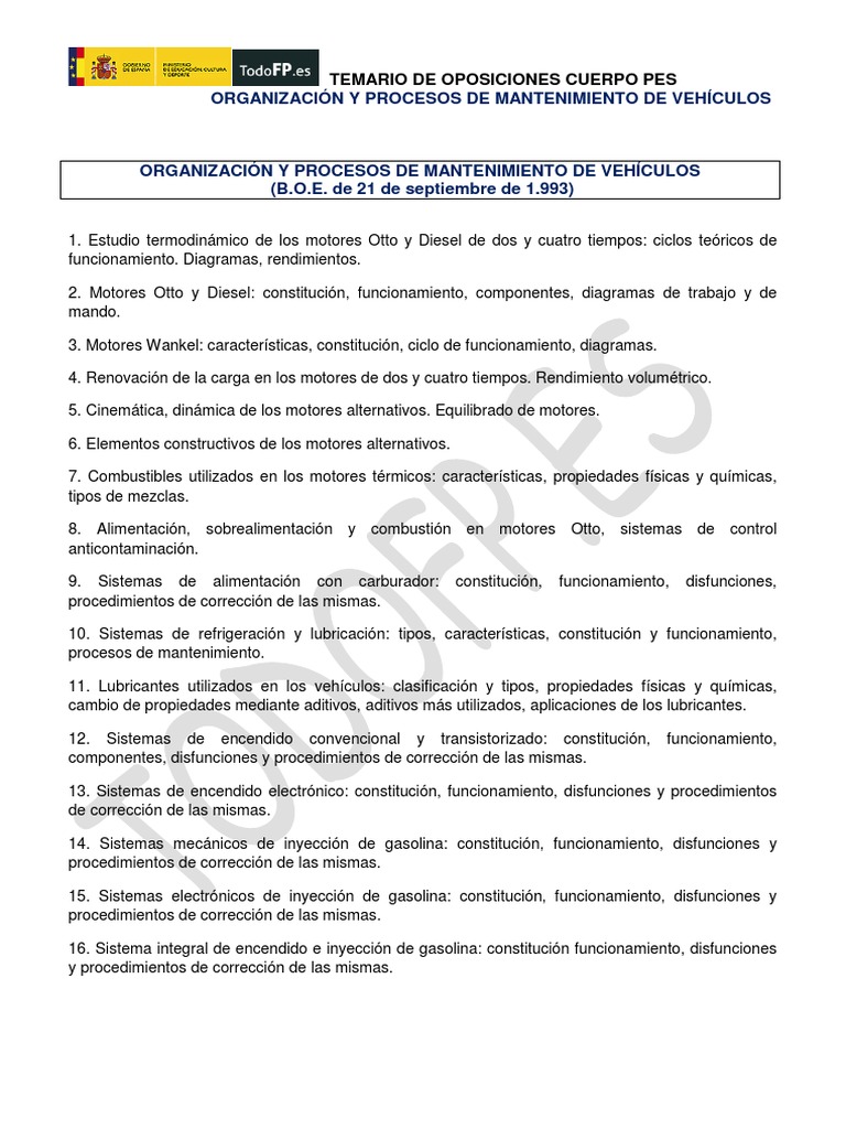 Organizacion y Procesos de Mantenimiento de Vehiculos Temario PDF ... Organizacion y Procesos de Mantenimiento de Vehiculos Temario PDF ...