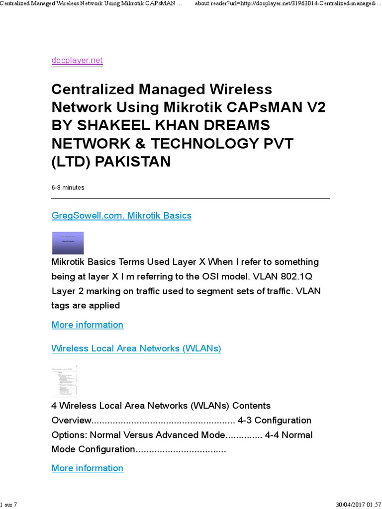 Centralized Managed Wireless Network Using Mikrotik CAPsMAN V2 | PDF | Wi Fi | Wireless Lan
