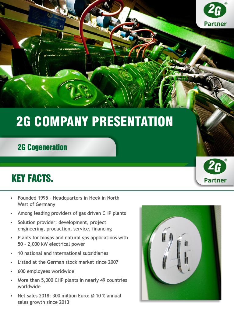 2G Energy - Corporate Presentation | PDF | Cogeneration | Water Heating