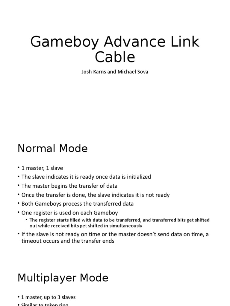 Gameboy Advance Link Cable: Josh Karns and Michael Sova | PDF