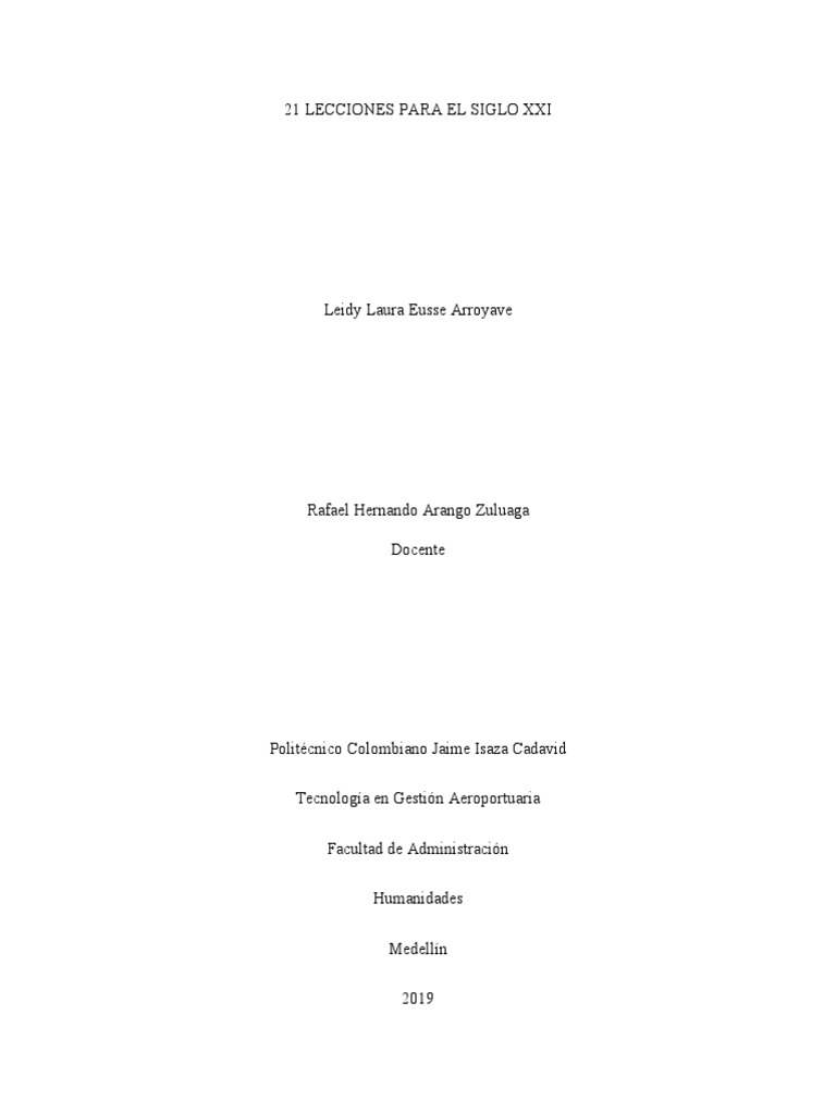 21 Lecciones del Siglo XXI de Harari | PDF | Science | Ciencia y Tecnología