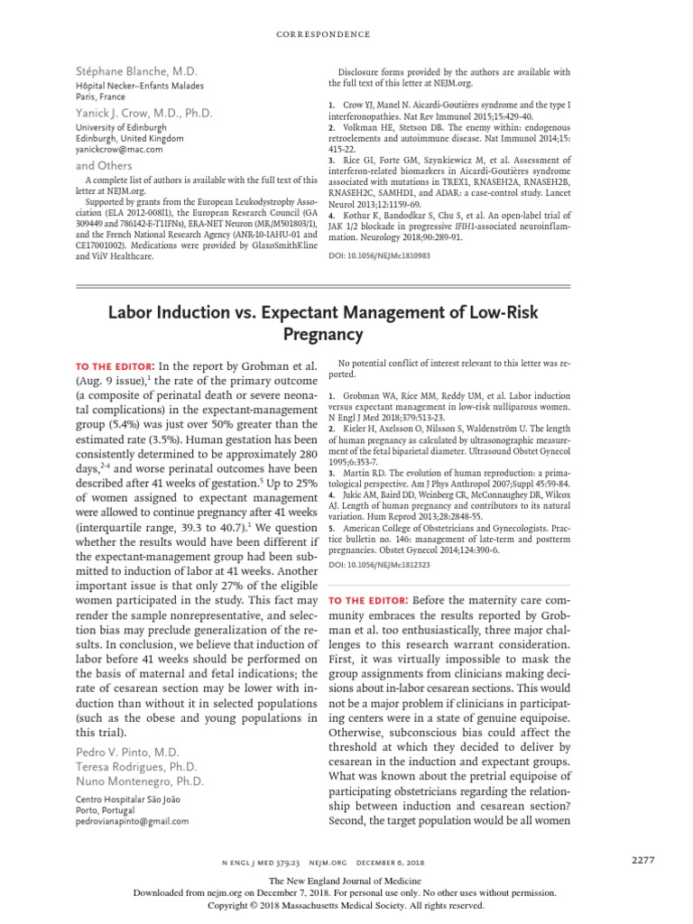 Labor Induction Vs Expectant Management of Lowrisk Pregnancy 2018 | PDF ...