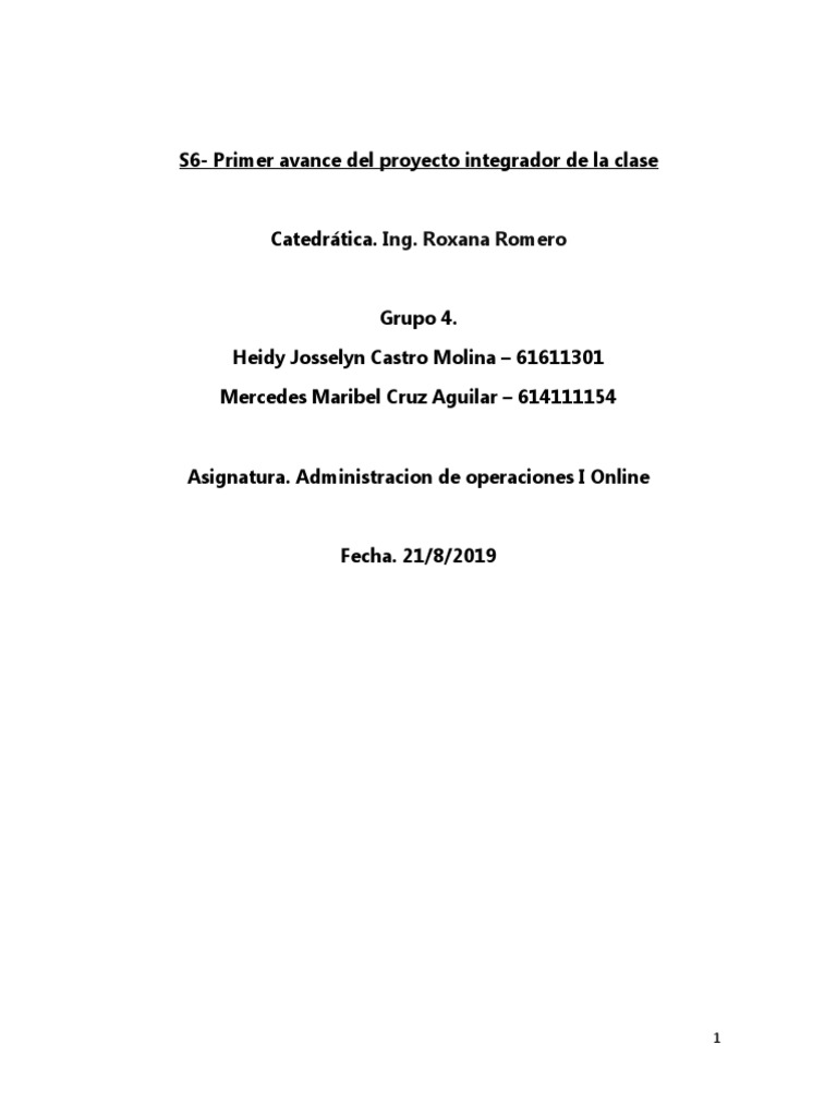 Proyecto Final Administracion de Operaciones | PDF | Jefe de operaciones | Análisis FODA