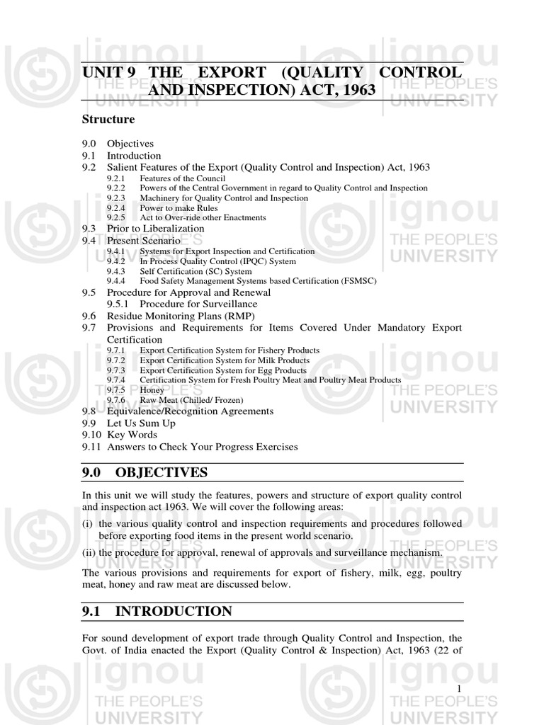 Export Act 1963 | PDF | Food Safety | Foods