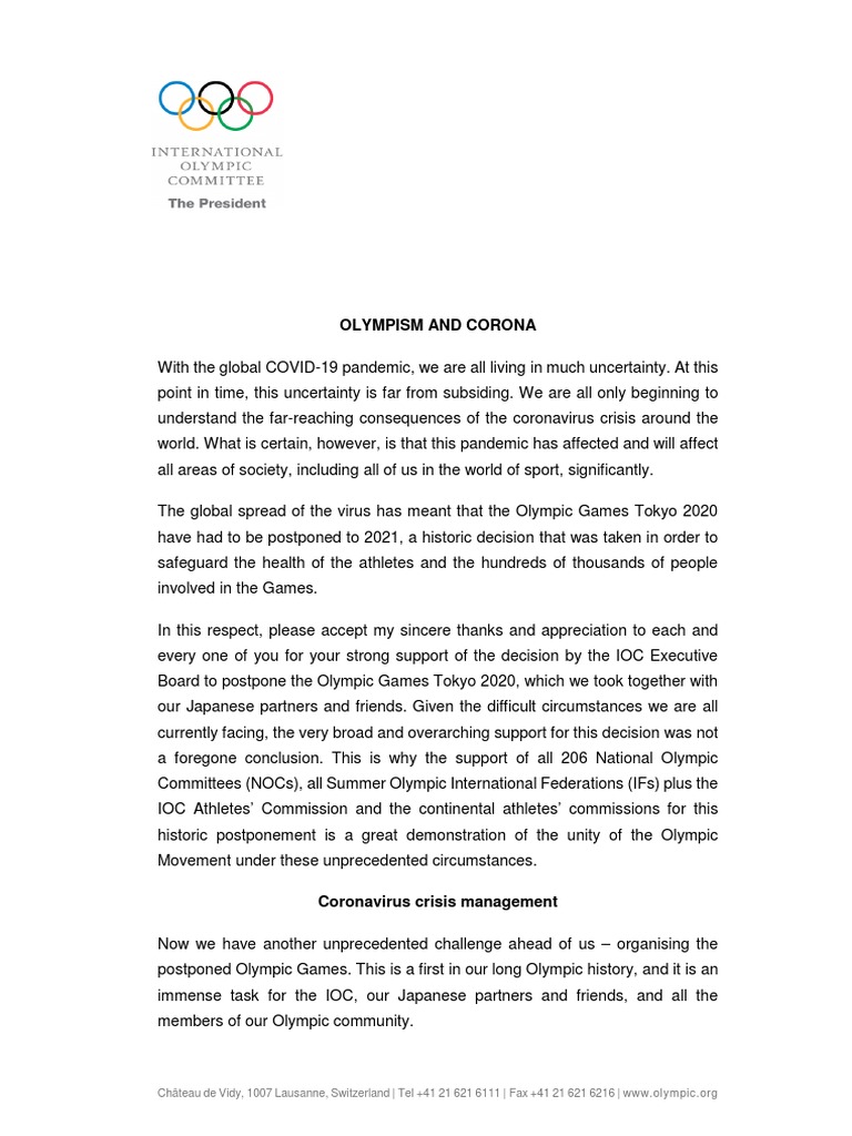 IOC Presentation April 2020 | PDF | Olympic Games | Sports
