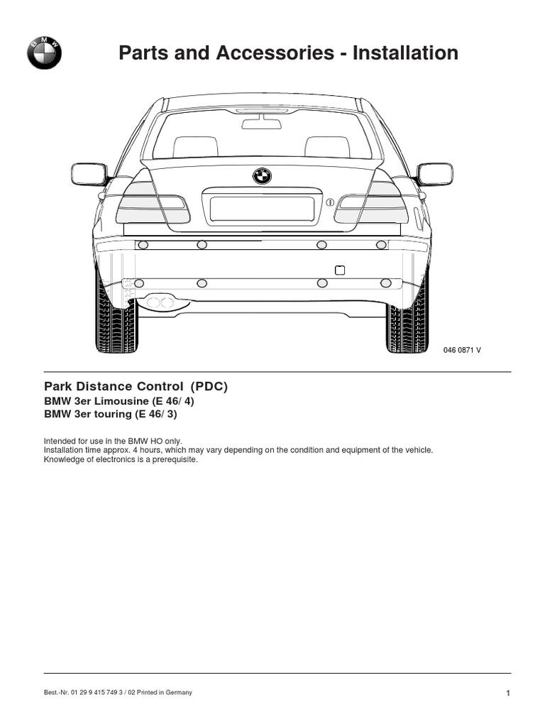 Parts and Accessories - Installation Instructions: Park Distance ...