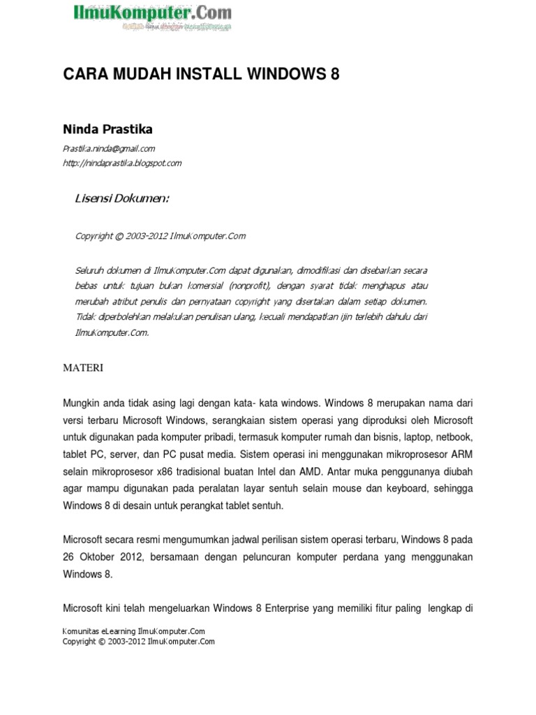 Install Windows 8 PDF | PDF | Bisnis