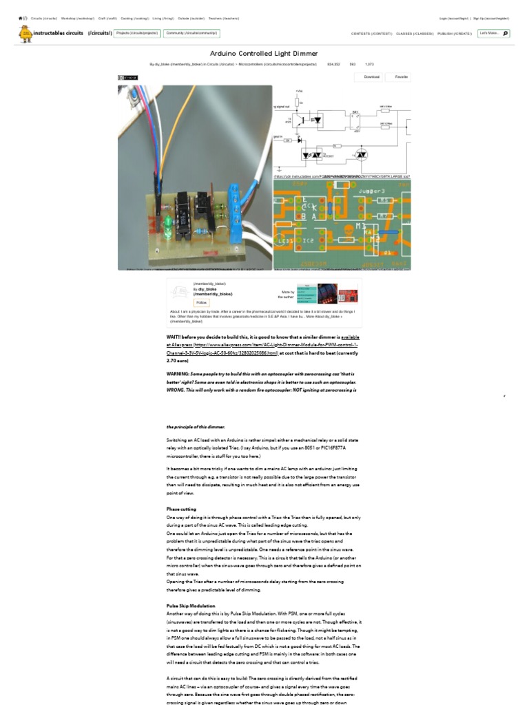 Arduino Controlled Light Dimmer - 16 Steps - Instructables PDF | PDF | Resistor | Electrical Network
