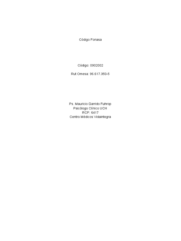 Código Fonasa PDF | PDF