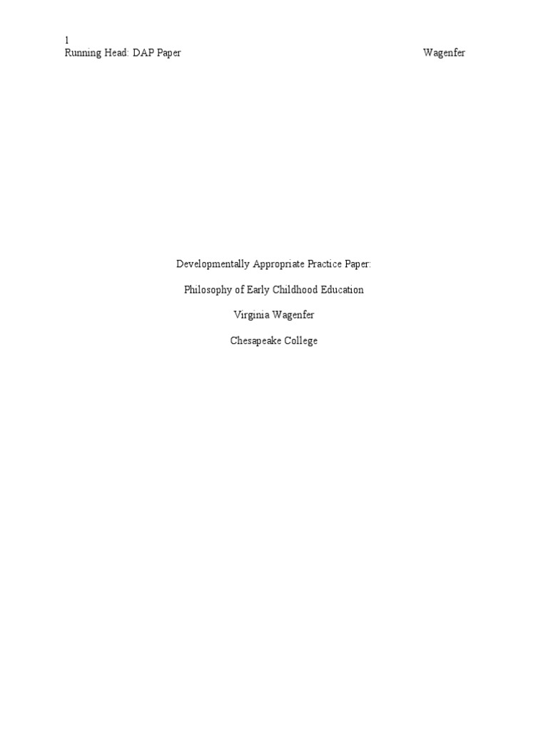Developmentally Appropriate Practice Paper | PDF | Learning | Early ...