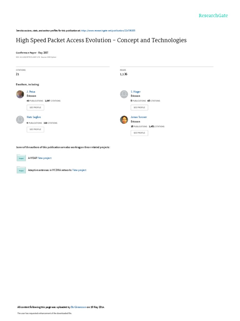 High Speed Packet Access Evolution - Concept and Technologies | PDF ...