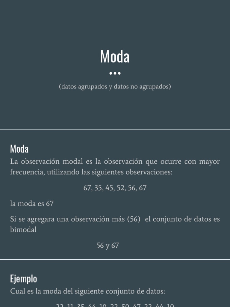 Moda | PDF | Conjunto (Matemáticas) | Conceptos matemáticos
