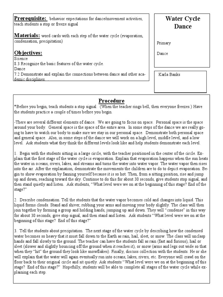 Water Cycle Dance | PDF | Water Cycle | Evaporation