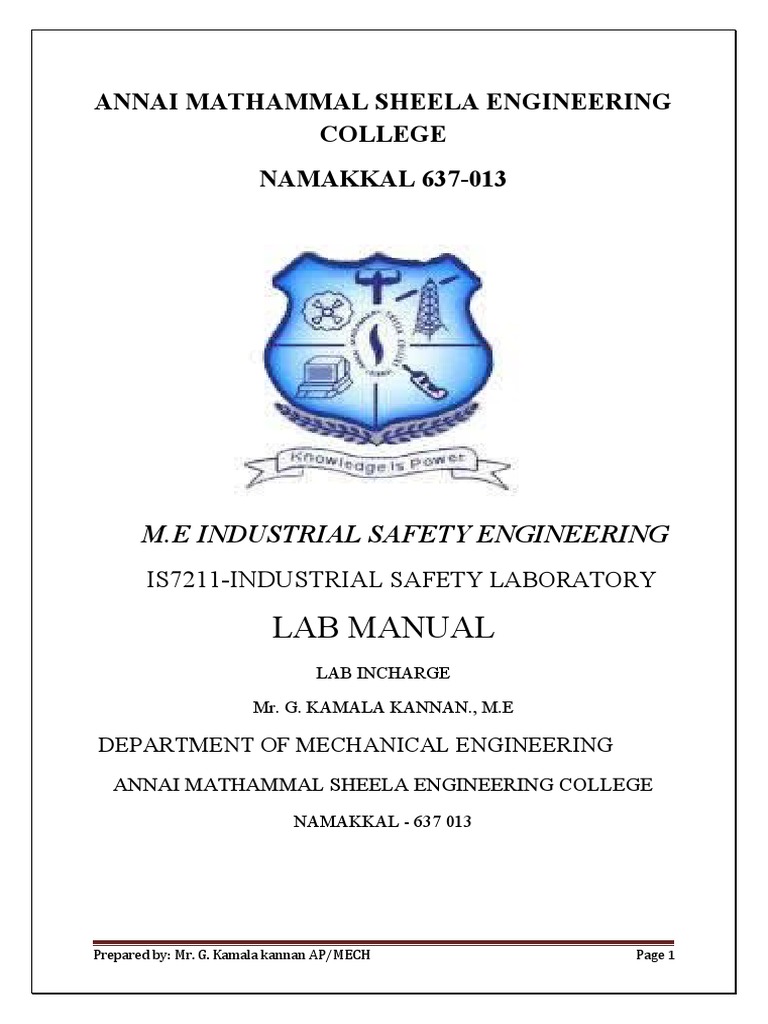 Industrial Safety Lab Manual | PDF | Fires | Relative Humidity