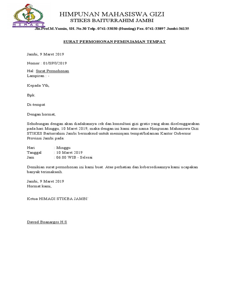 Contoh Surat Permohonan Pinjam Tempat | PDF Contoh Surat Permohonan Pinjam Tempat | PDF